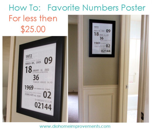 Favorite Numbers Poster - DIO Home Improvements